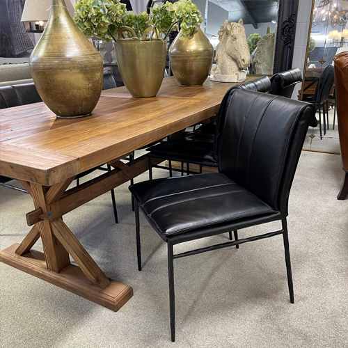 Black leather dining chairs with metal legs store