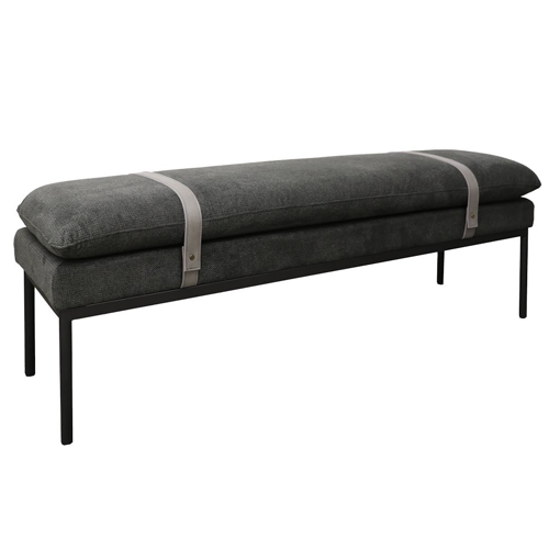 Bayley Bench with Leather Straps - Charcoal – Greenslades Furniture