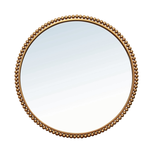 Beaded Round Mirror in Gold Finish - 69cm – Greenslades Furniture