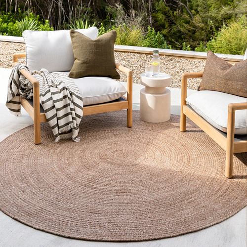 Mornington Indoor & Outdoor Round Rug - Teak - 210cm Dia – Greenslades ...