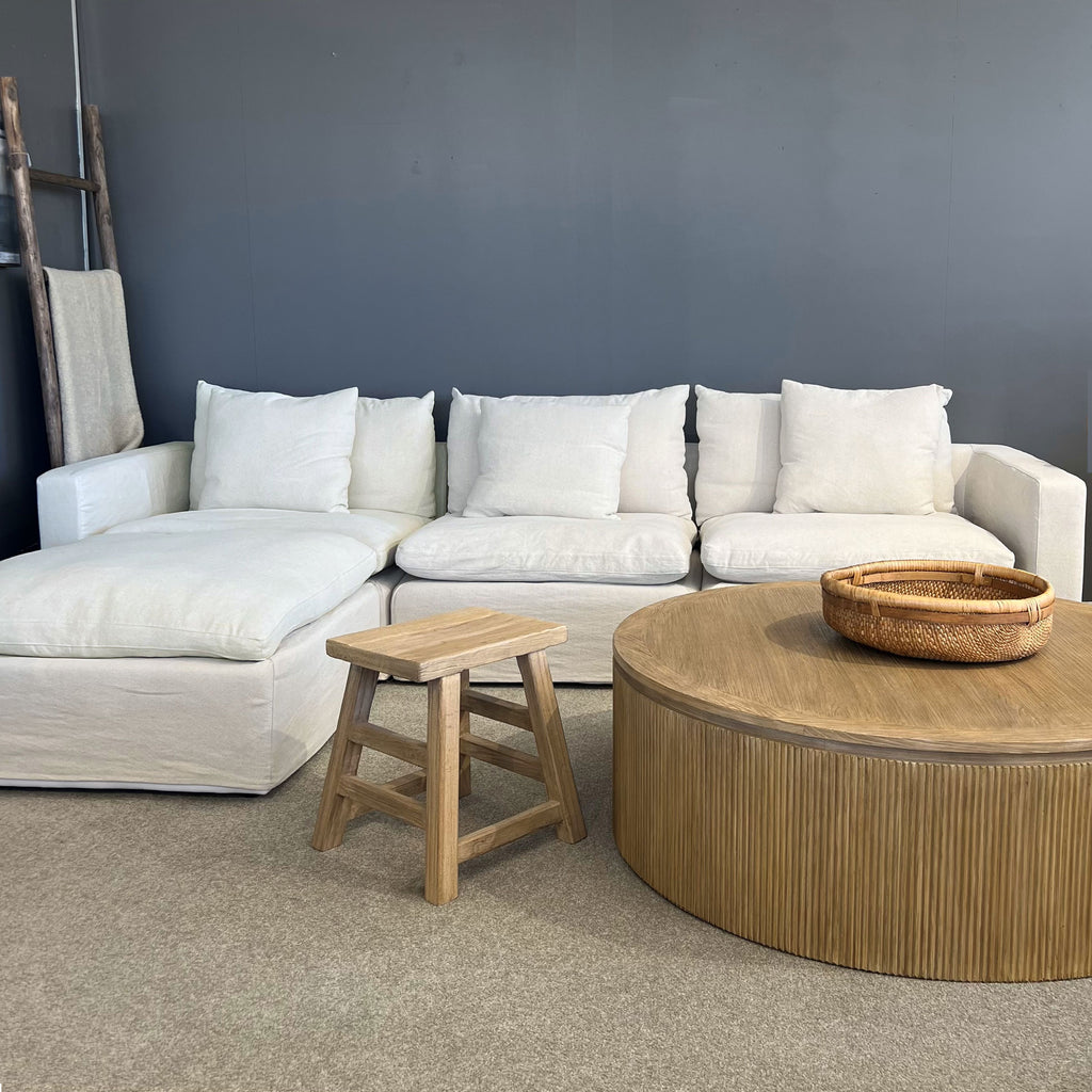 Bondi Modular Slipcover Sofa - 3.5 Seater with Ottoman - Natural ...