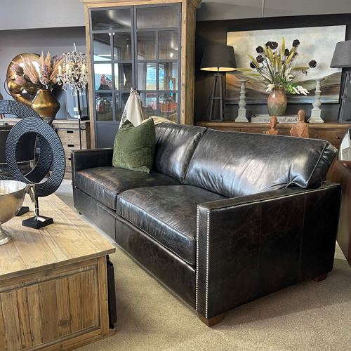 Viscount William Leather Sofa - 2 Seater - Fudge – Greenslades Furniture